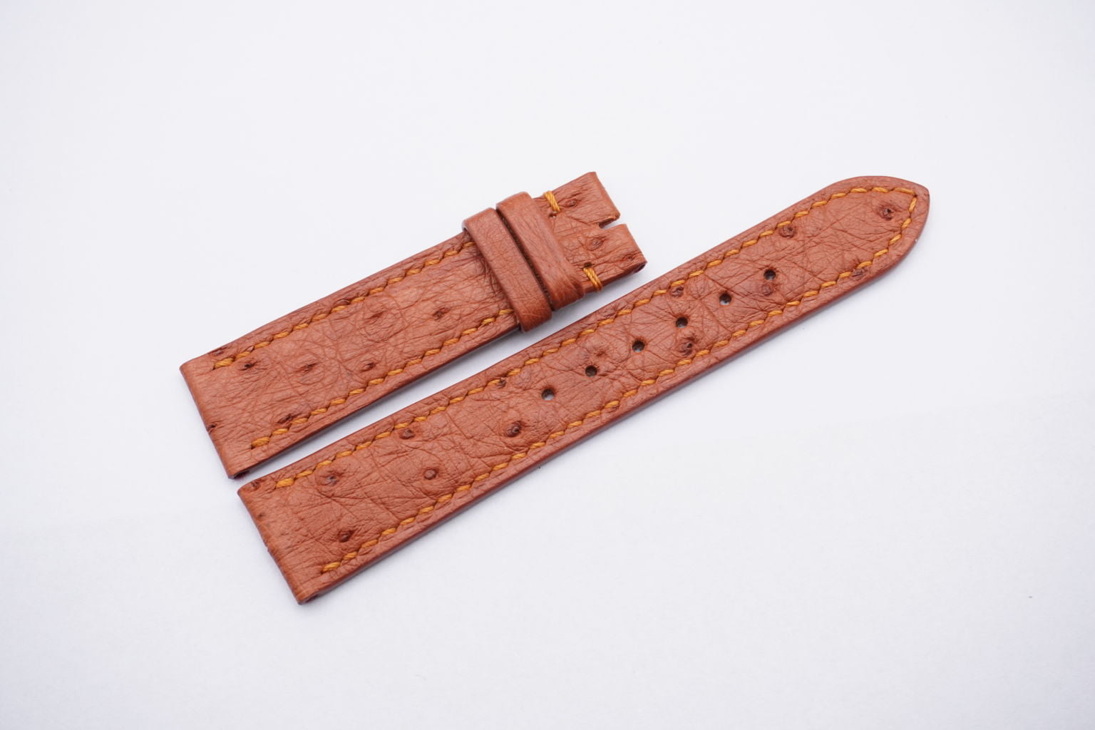 20mm/18mm Cognac Genuine Ostrich Quill Skin Leather Watch Strap # ...