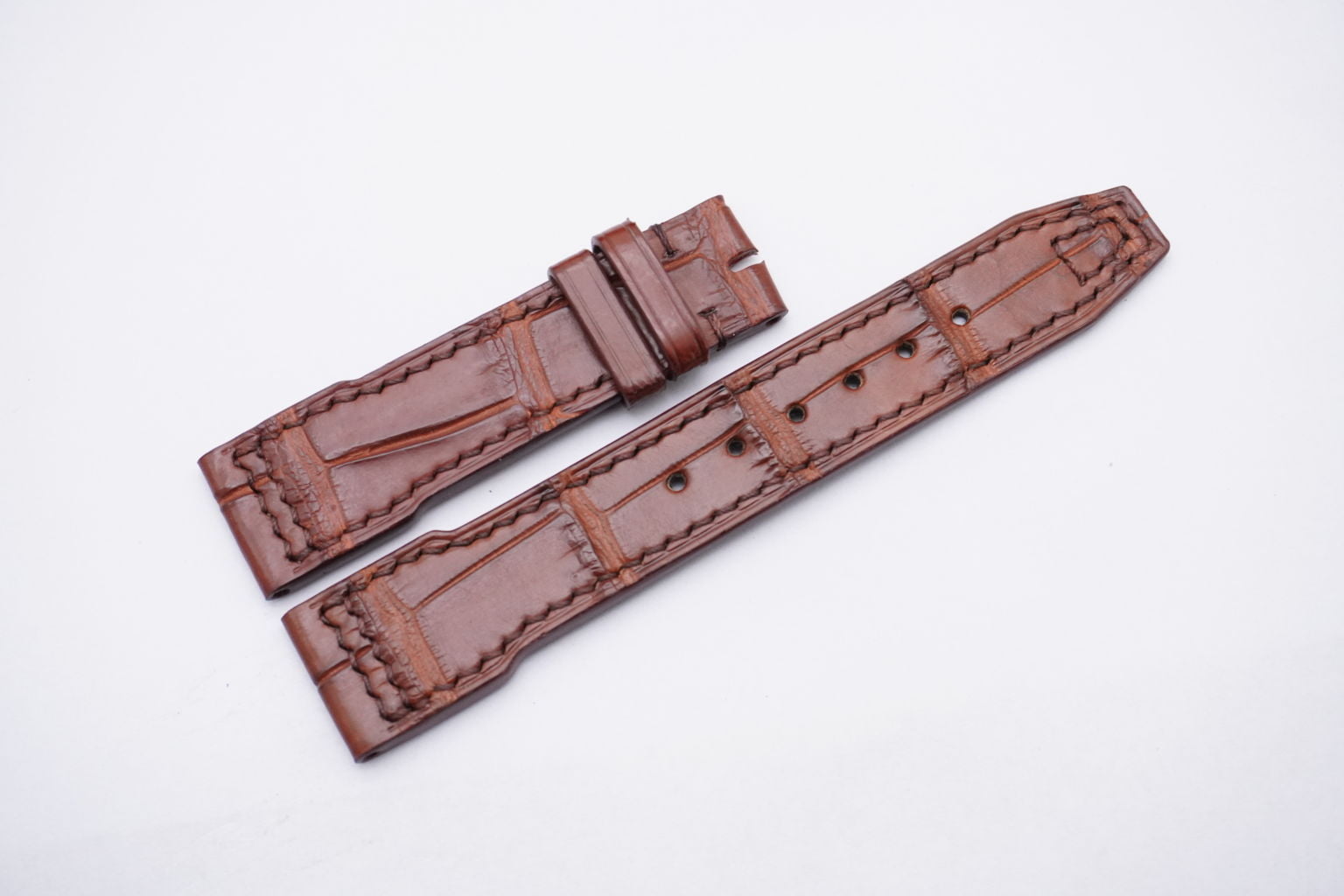 20mm/18mm Red Brown Genuine Crocodile Skin Leather Watch Strap for IWC Pilot #WT10636 - Ziczac ...