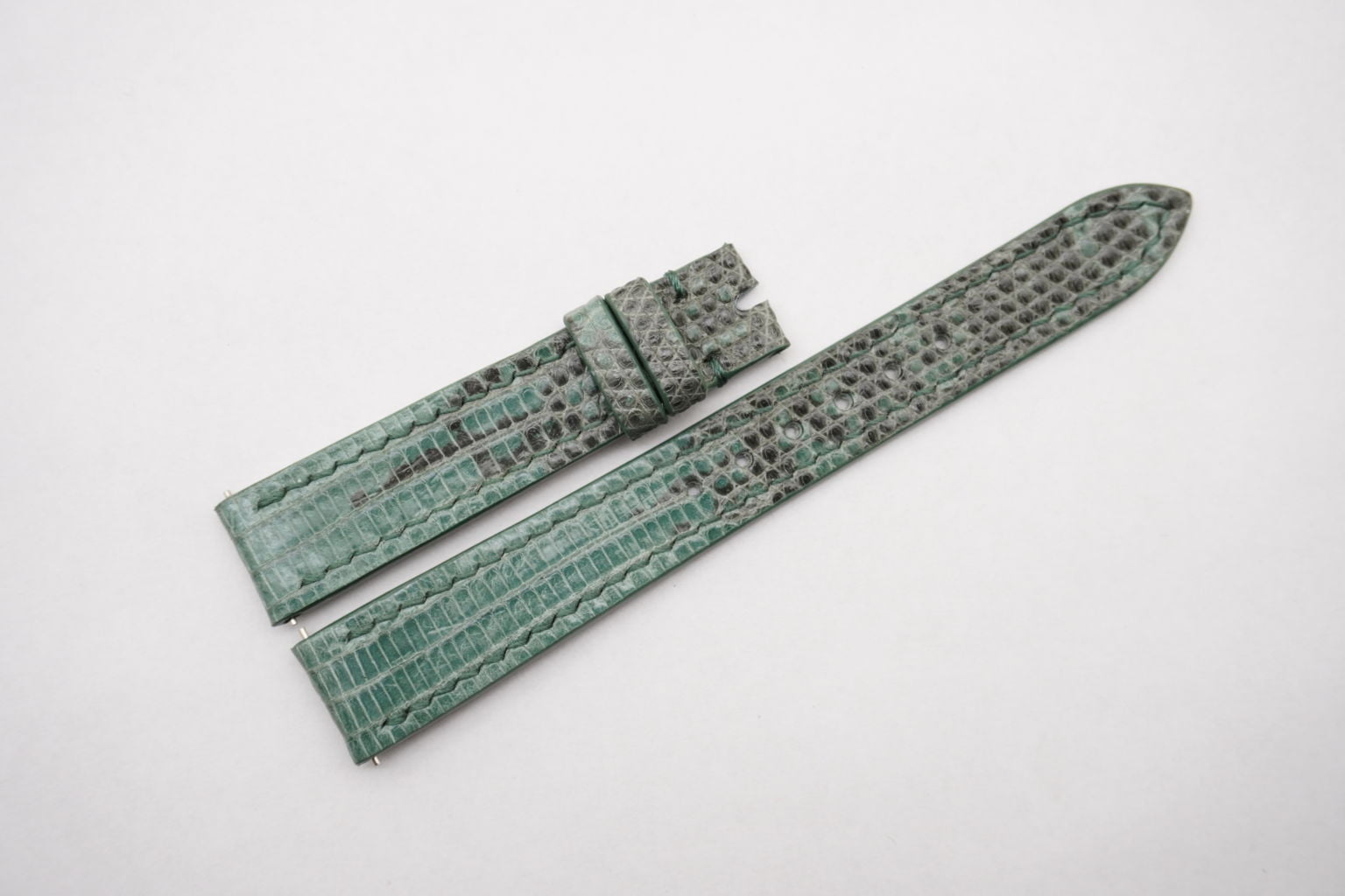 16mm/14mm Olive Green Genuine Lizard Skin Leather Watch Strap for ...