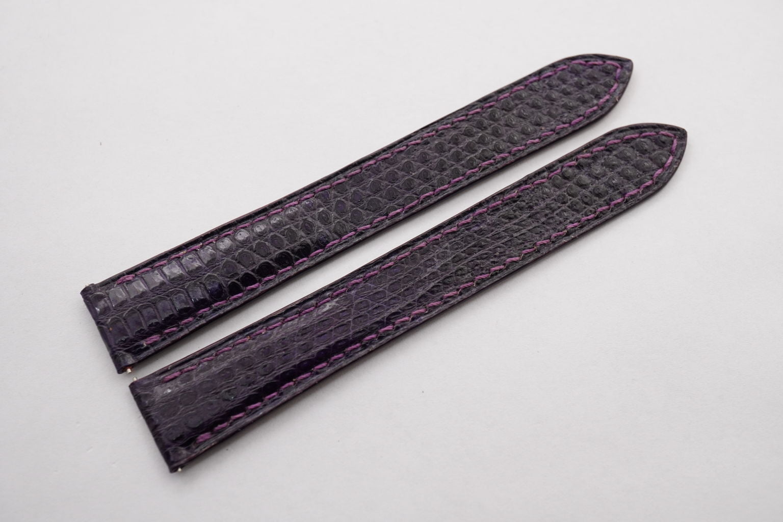 17.5mm/16mm Purple Genuine Lizard Skin Leather Deployment Strap for ...