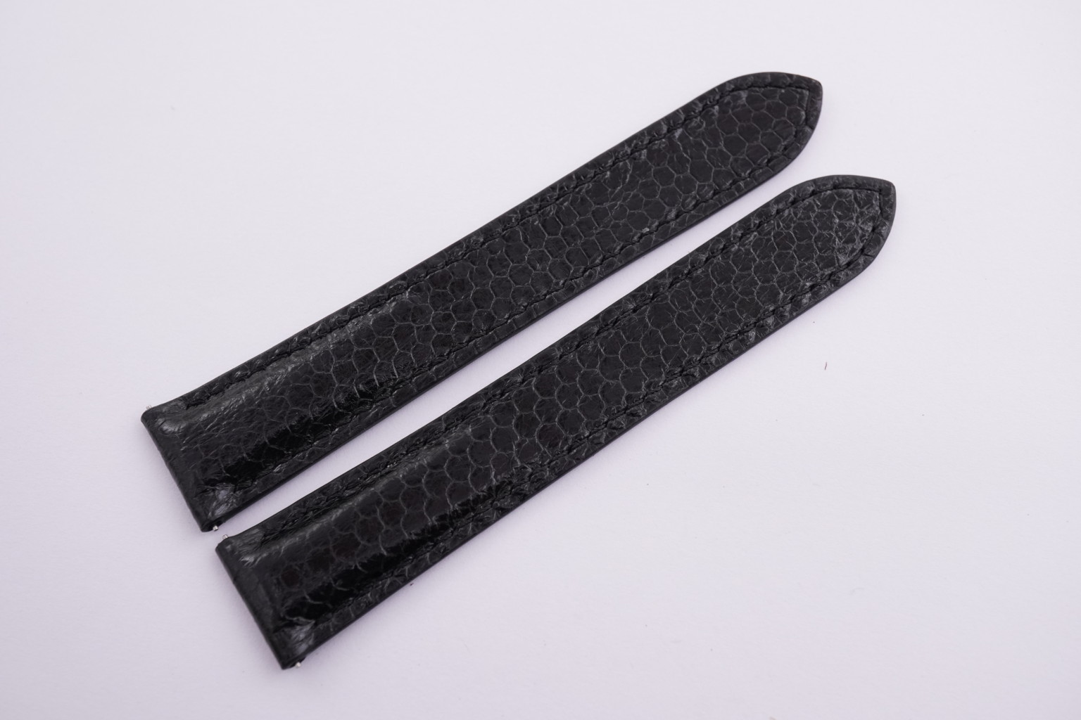 20.5mm/18mm Black Genuine Sea Snake Skin Leather Deployment Strap For ...