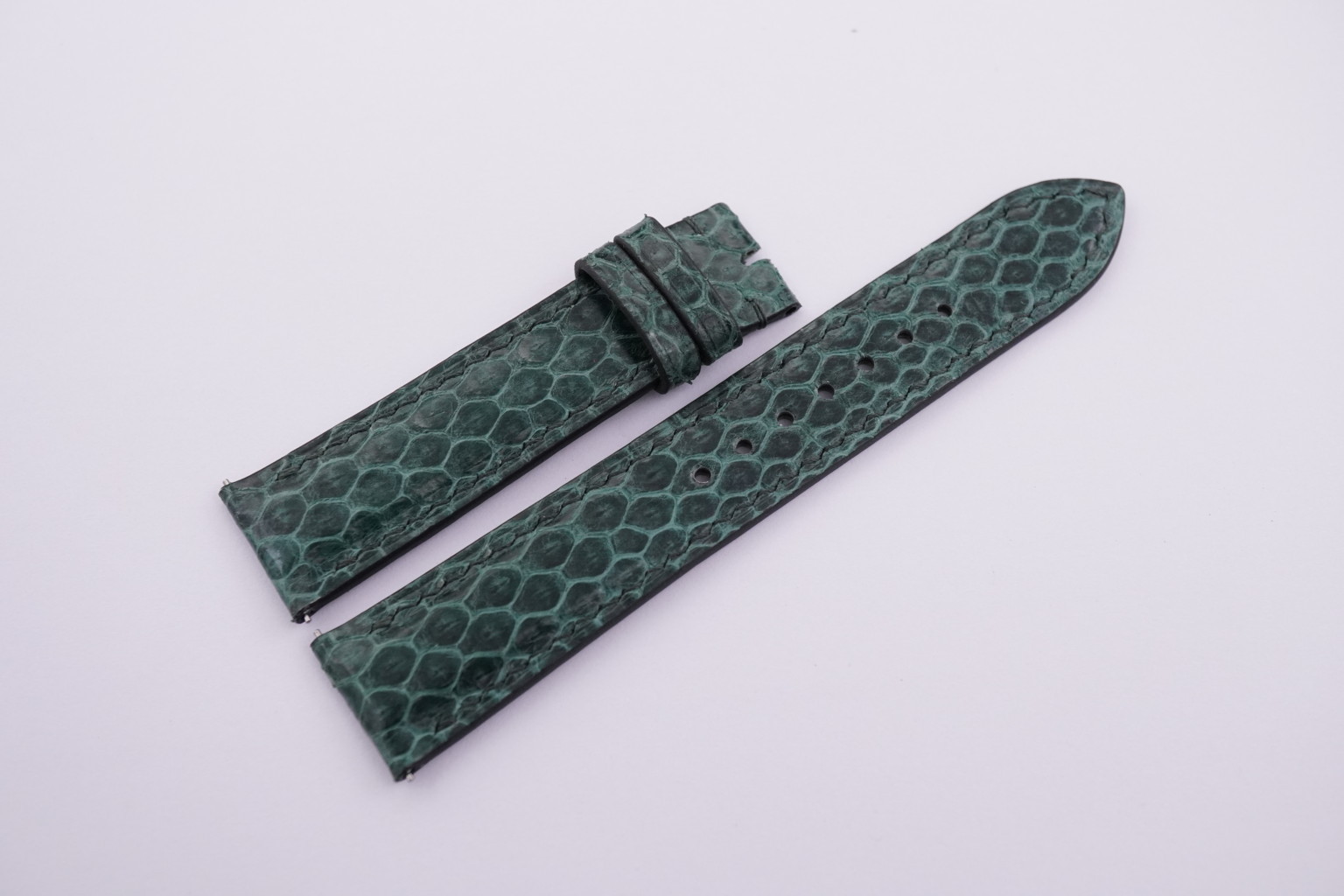 20mm/18mm Green Genuine Sea Snake Skin Leather Watch Strap With Quick ...